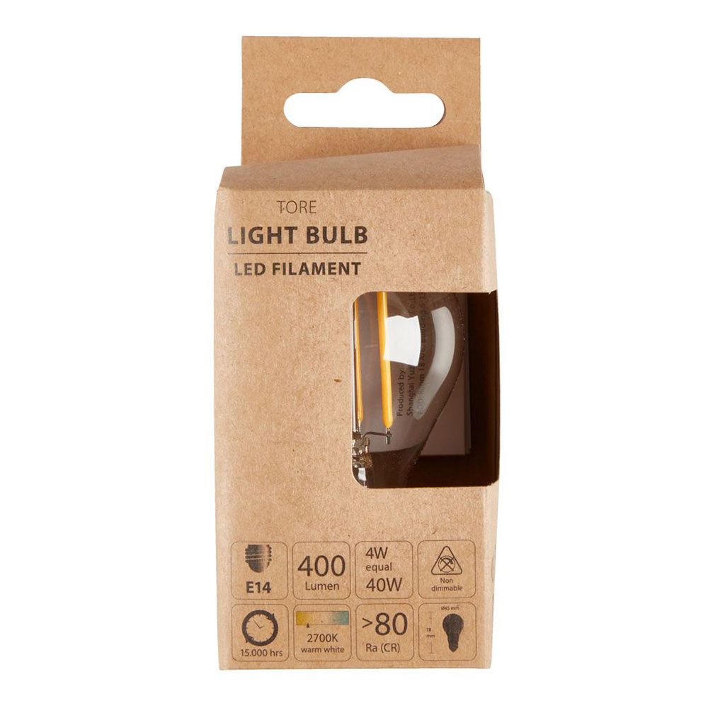 LED spuldze TORE Ø5x8cm; Cokols: E14; Jauda: 4 W; Gaismas plūsma: 400 ...